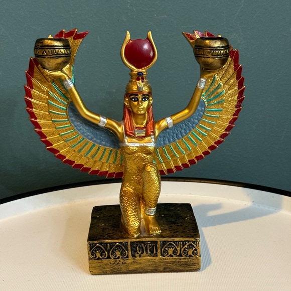 Accents | Egyptian Goddess Isis Wings Figurine Hand Painted Art Made In ...